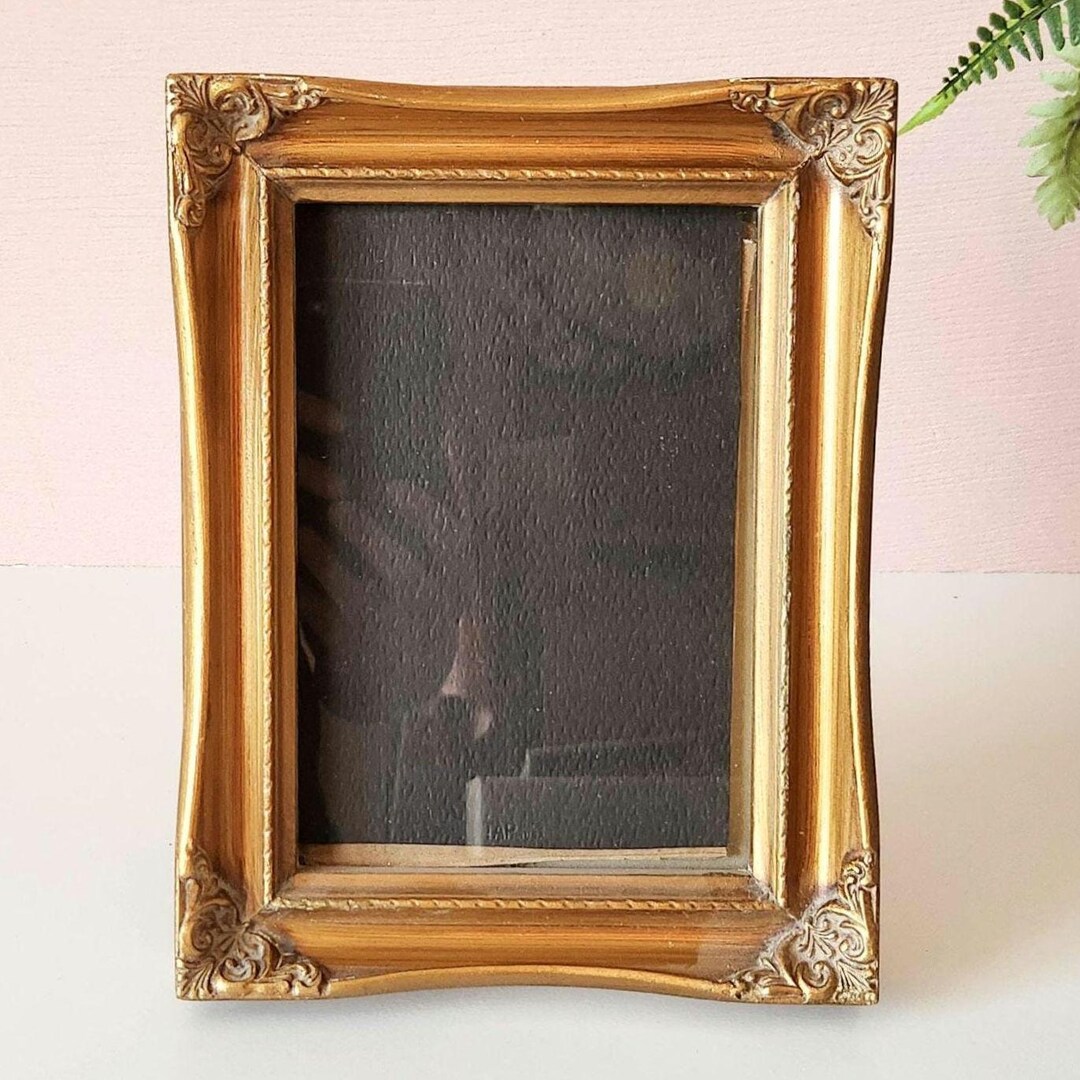 Gold With Gilded Corners 5" X 7" Picture Frame & Glass Cover, Vintage ...