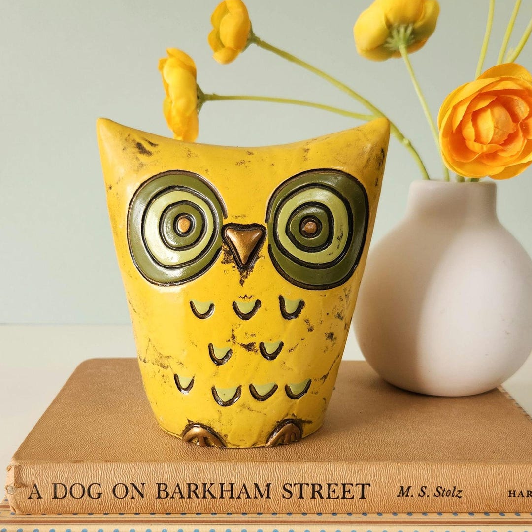 Fitz & Floyd Yellow Owl Coin Bank, Mid-century - Etsy
