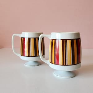 Vintage 1970's Striped Ceramic Mugs 2 - Etsy