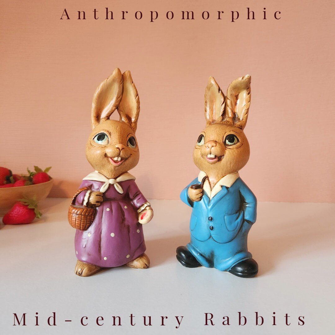 Stylish Mr & Mrs Bunny Rabbit Figurines Mid-century Japan - Etsy
