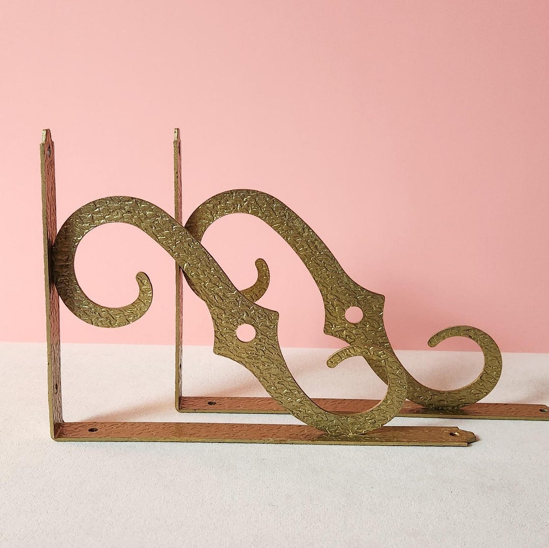 Vintage Gold Metal Scroll Shelf Brackets (2) - Etsy
