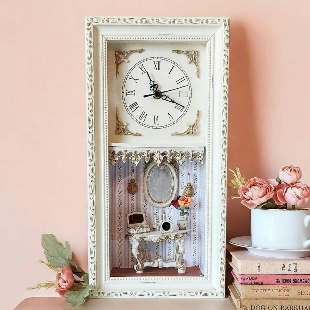 Beautiful Vintage Shadow Box Grandfather Clock W/ Roman Numerals ...