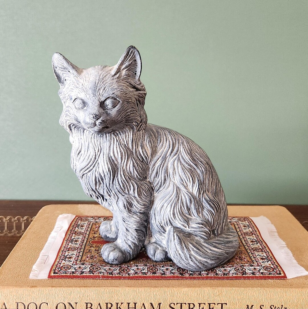 Concrete Garden Statue Style Gray Cat, Small - Etsy