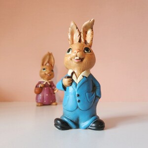Stylish Mr & Mrs Bunny Rabbit Figurines Mid-century Japan - Etsy