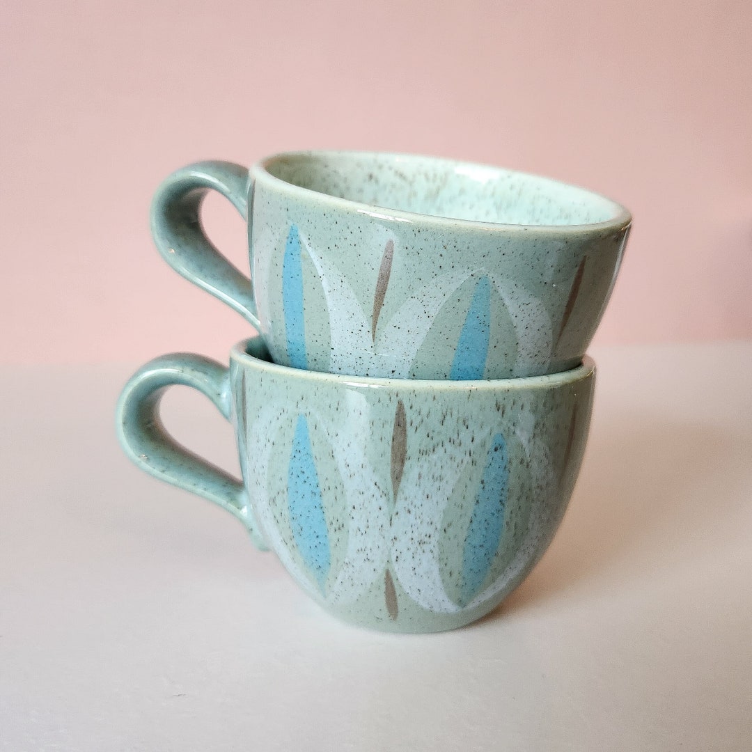 Spruce, Mid-century Modern Geometric Cups (2) by Red Wing Pottery - Etsy