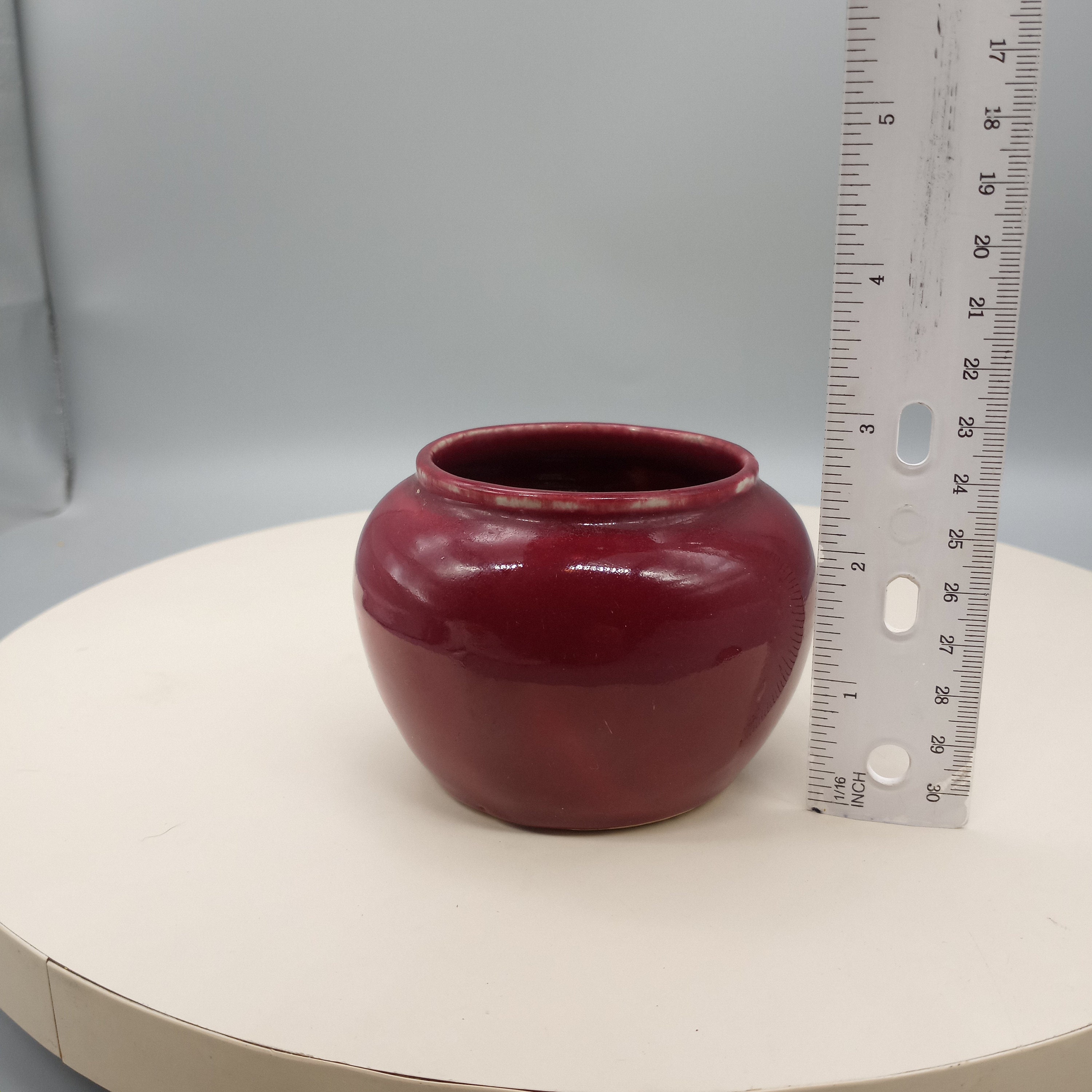 Vintage Foley Glazed Pottery Maroon Flower Pot Desk Paper Weight Accent ...