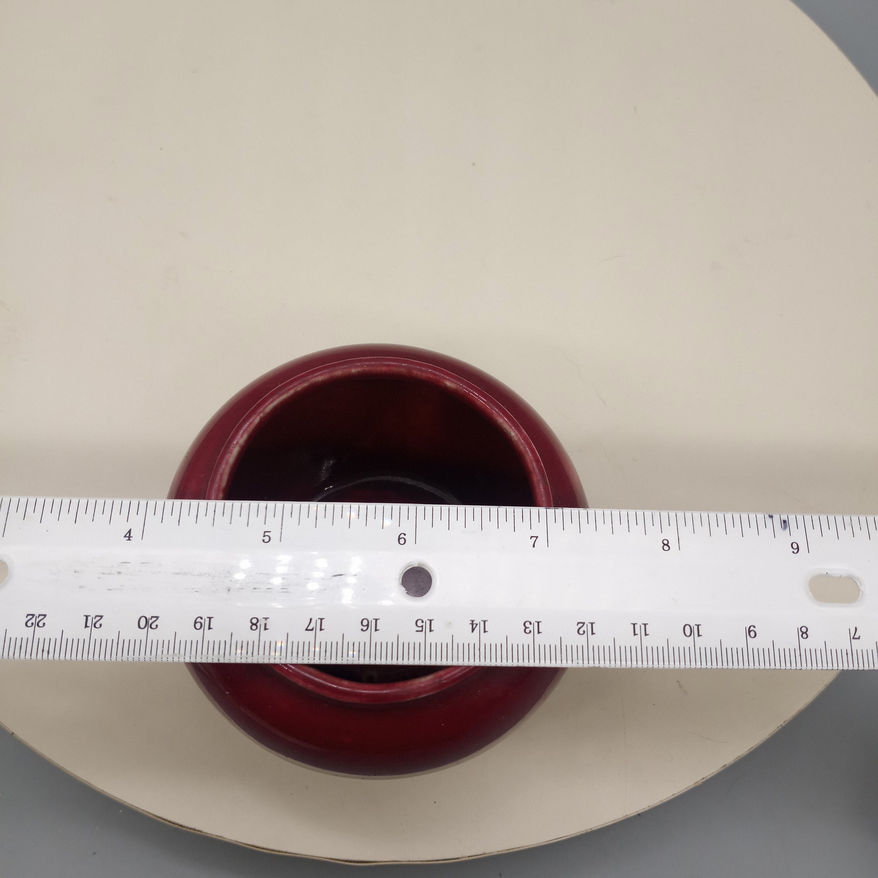 Vintage Foley Glazed Pottery Maroon Flower Pot Desk Paper Weight Accent ...