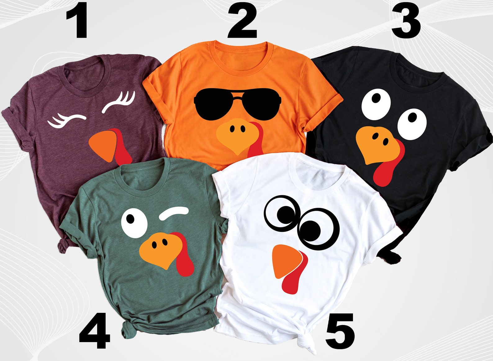 Funny Turkey Face Thanksgiving Shirt, Family Matching Fall Tee - Etsy