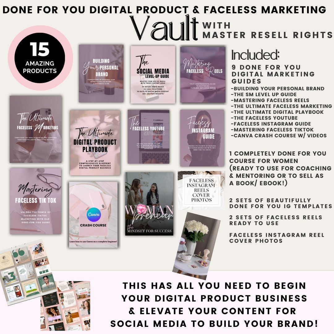 Digital Marketing Blueprint Vault, 15 Done for You MRR Products, Canva ...