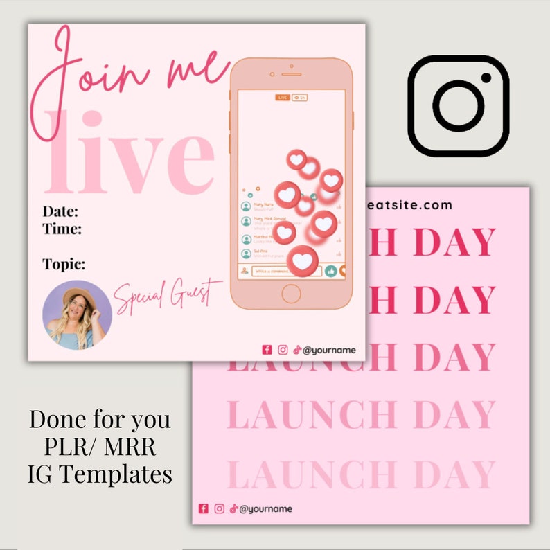 MRR Pink Canva Instagram Templates Bundle, Done for You, Instagram ...