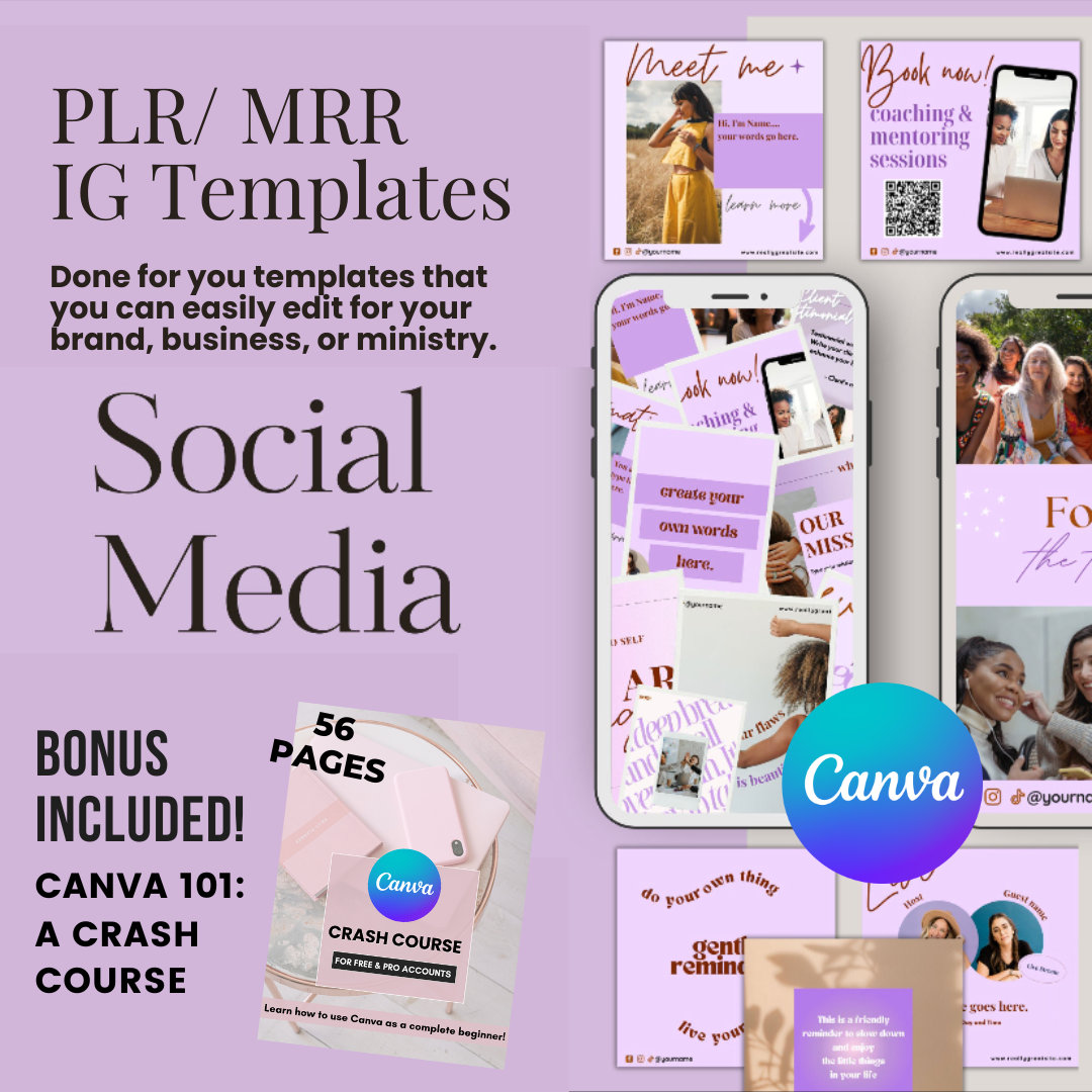 PLR/ MRR Lavender Luxe Canva Instagram Templates Bundle, Instagram ...
