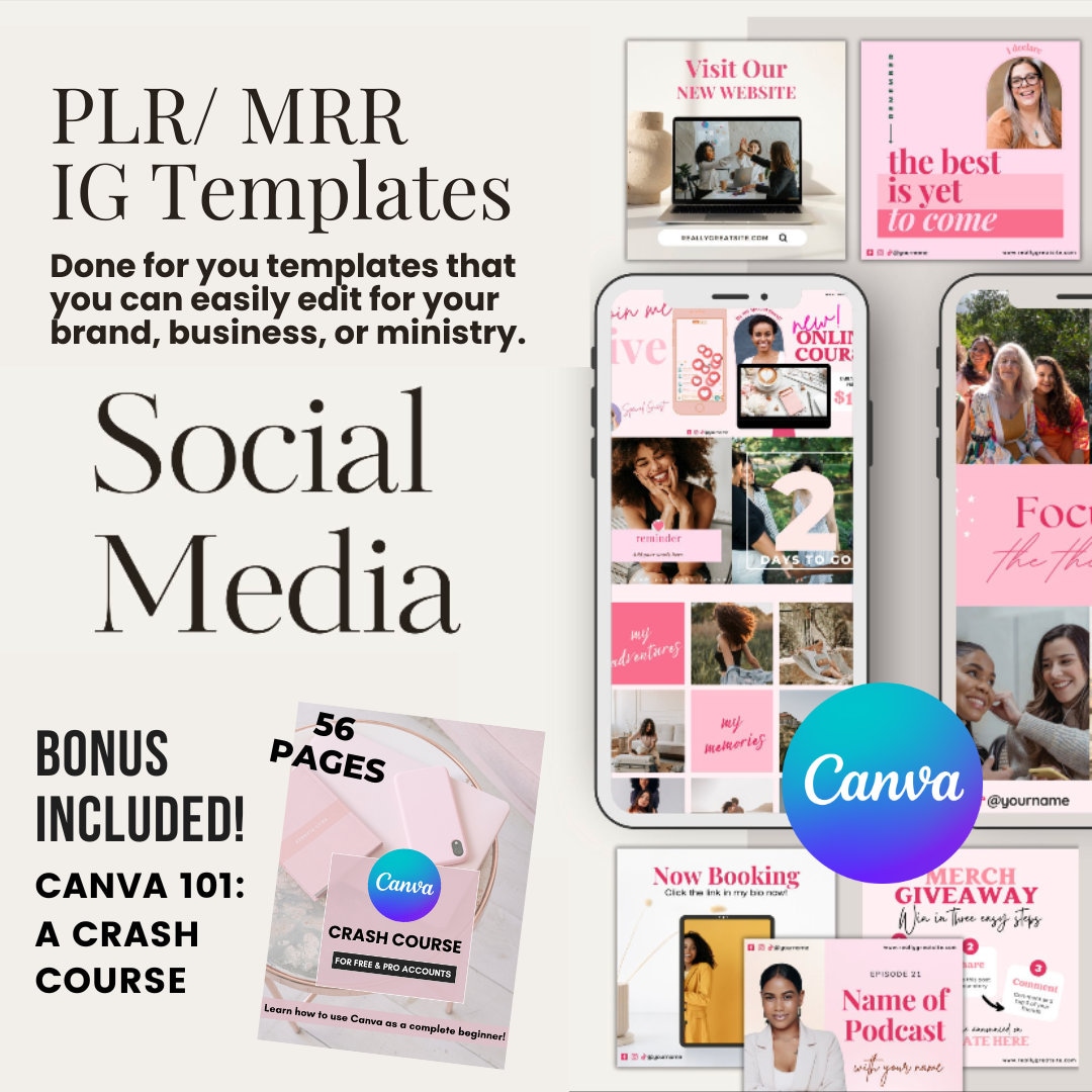 MRR Pink Canva Instagram Templates Bundle, Done for You, Instagram ...