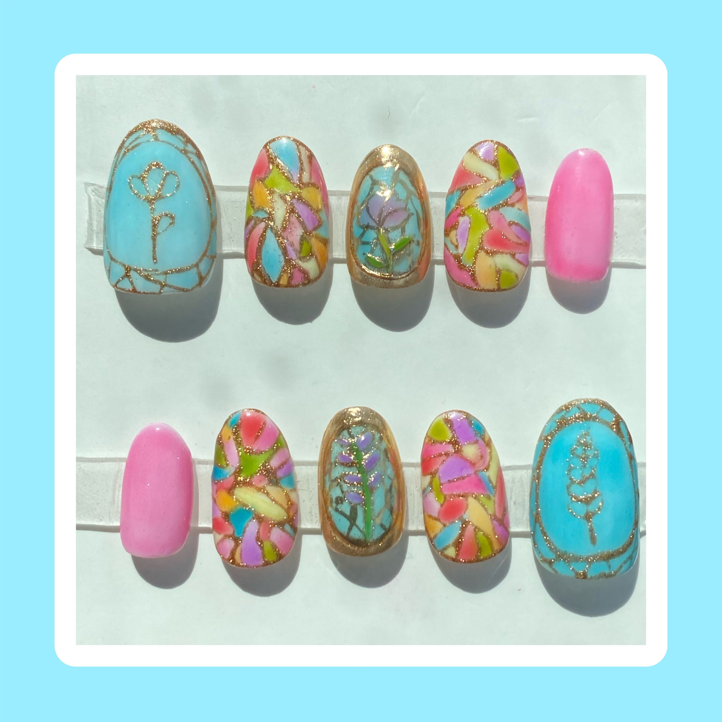 Stained Glass Window Inspired Press on Nails - Etsy