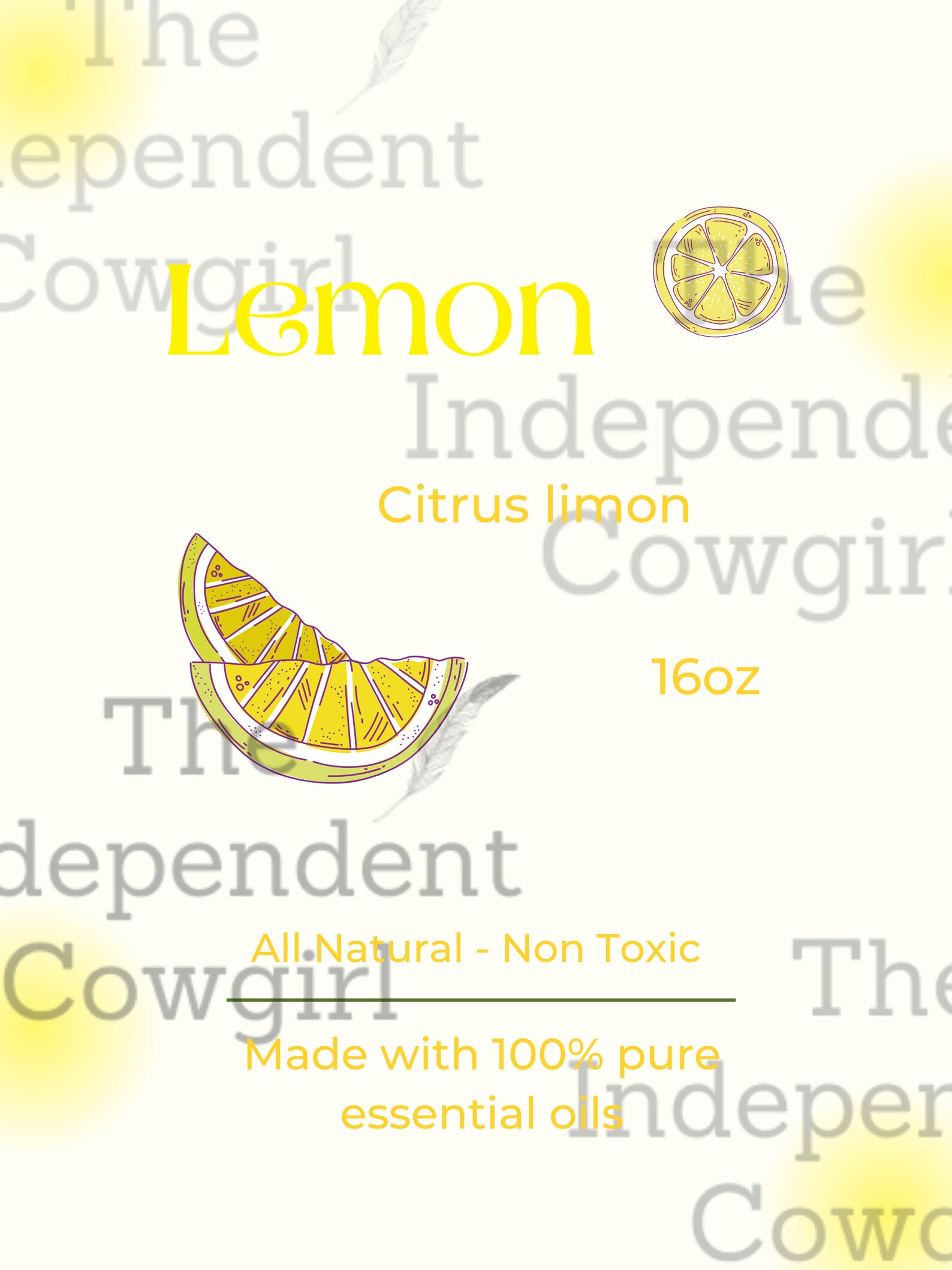 Download and Print Lemon Oil Label for 16oz | Etsy