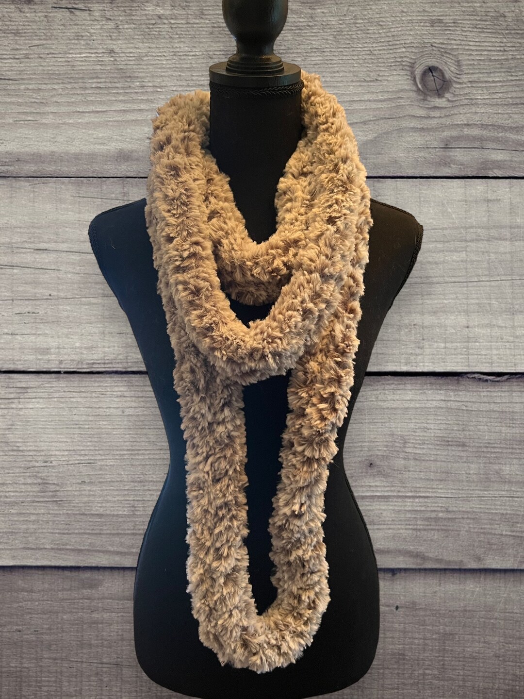 Faux Fur Finger Knit Infinity Skinny Scarf - Etsy