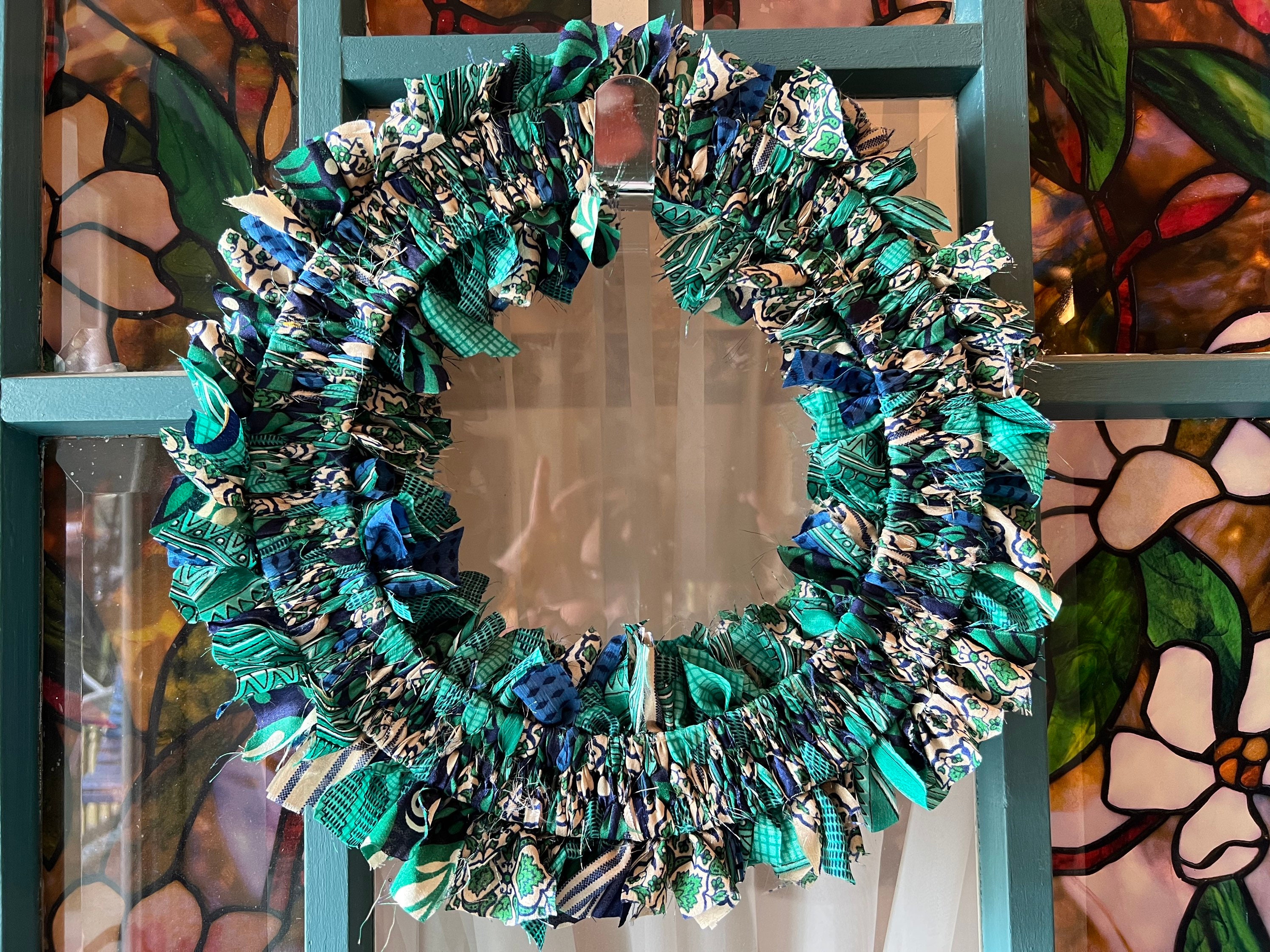 Boho Multicolored Fabric Wrapped Wreath Rag Wreath Shabby - Etsy