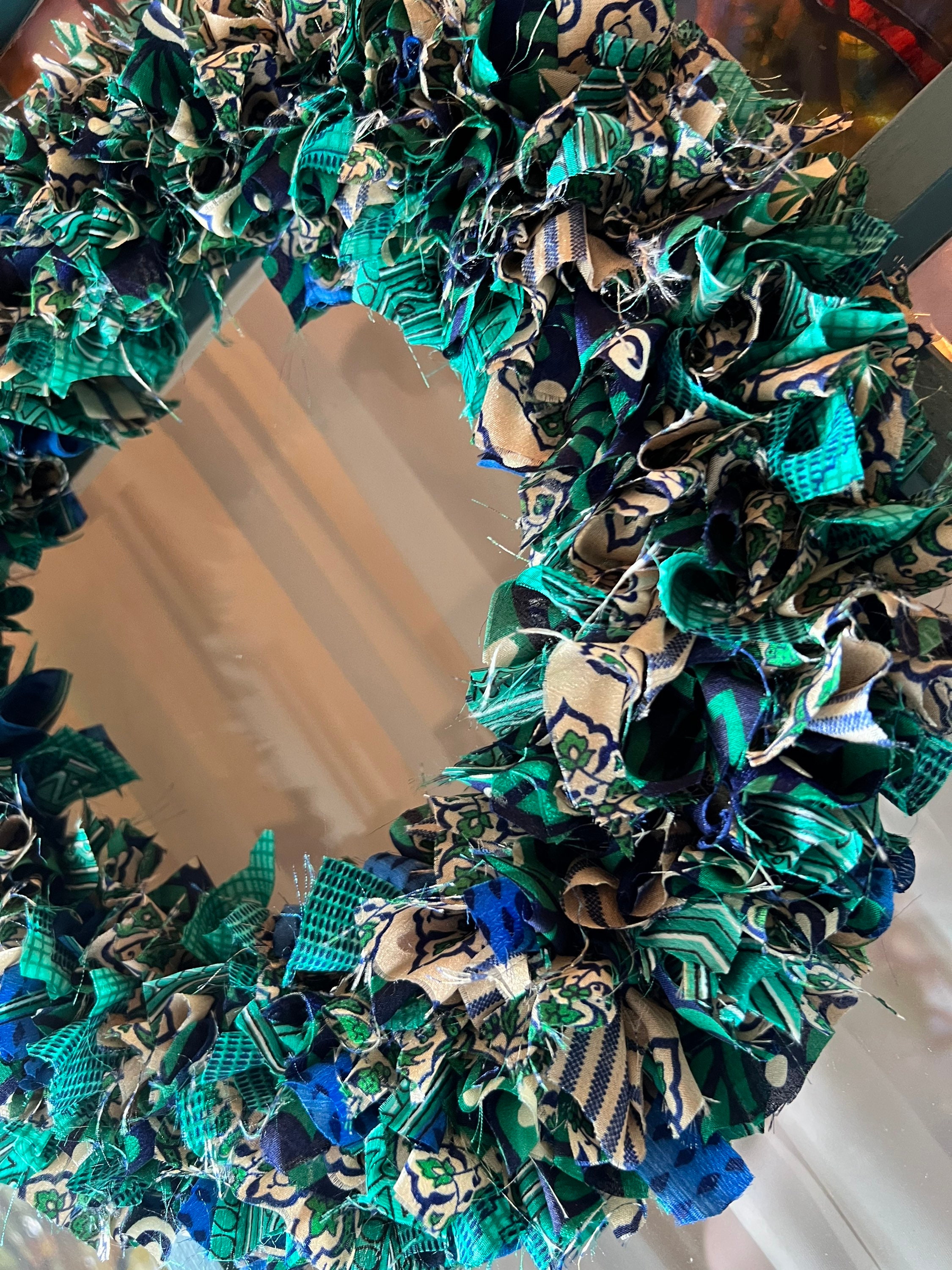 Boho Multicolored Fabric Wrapped Wreath Rag Wreath Shabby - Etsy