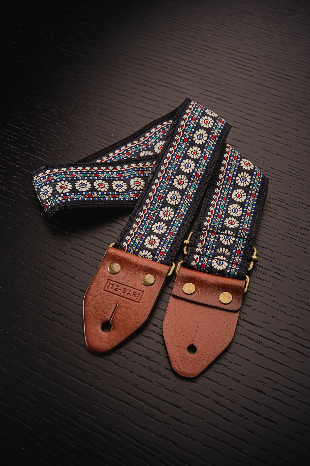 NEW Daisy Vintage Custom Handmade Guitar Strap, Genuine Leather Ends - Etsy