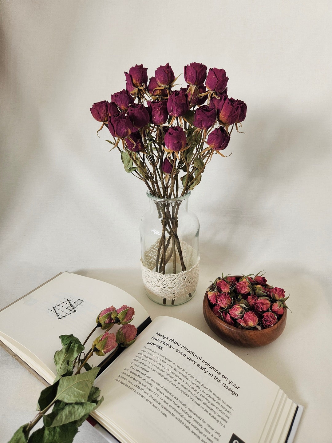 Dried Spray Rose Bunch, Natural Colors, Dried Flowers for Crafting ...