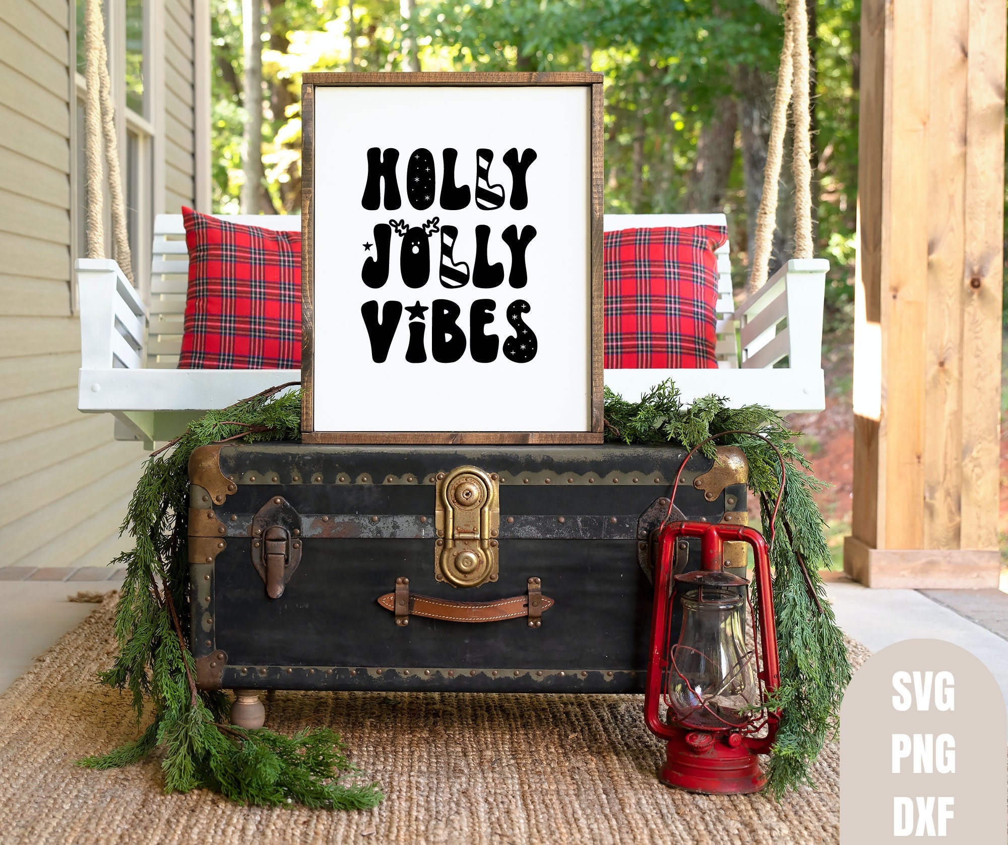 Holly Jolly SVG Christmas SVG Retro Svg Christmas Sign - Etsy