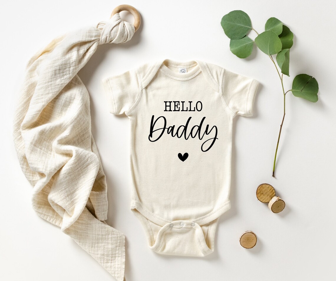 Hello Daddy SVG - SVG Files - Baby Announcement SVG - Baby Bodysuit Svg ...