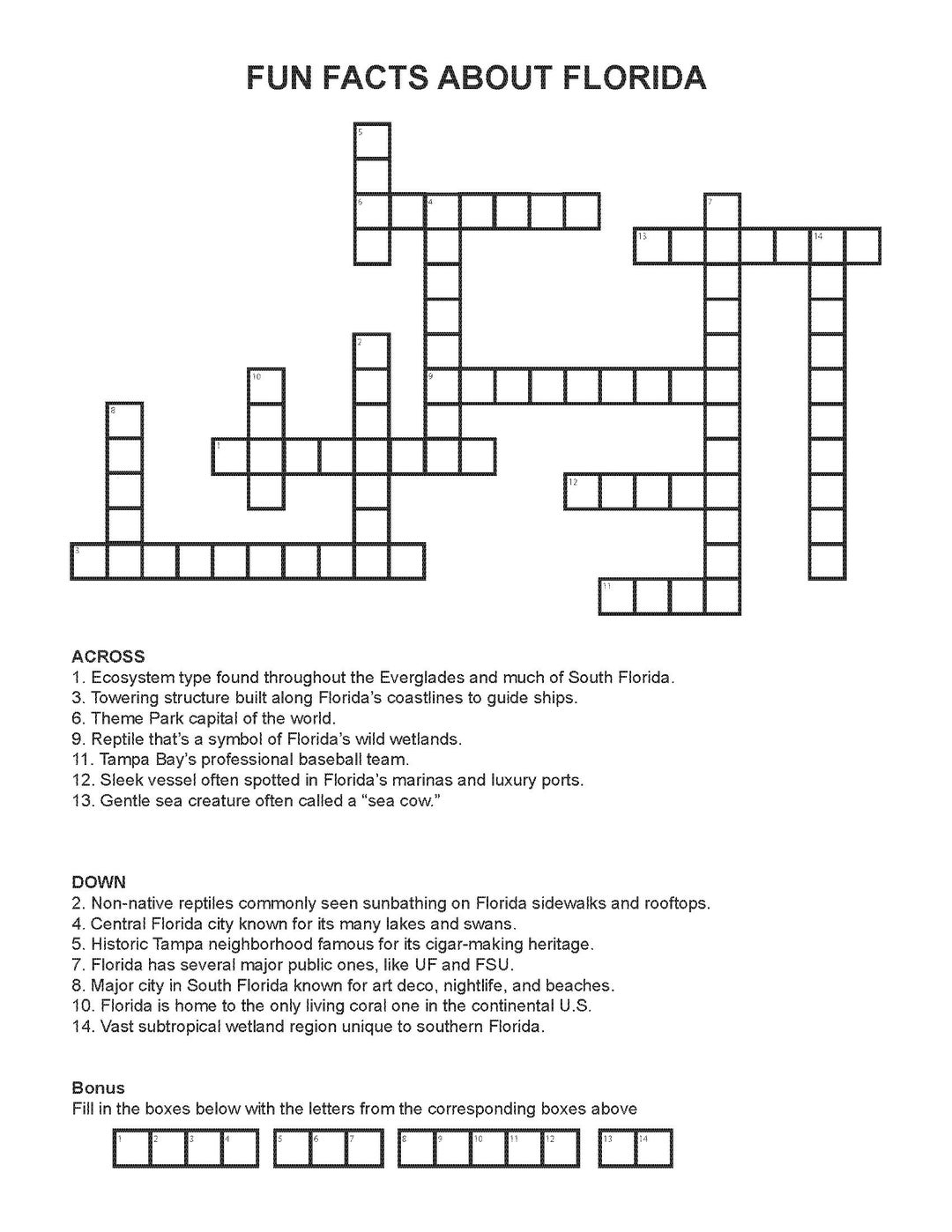 Florida Fun Facts Marriage Proposal Crossword Puzzle | Hidden 'will You ...