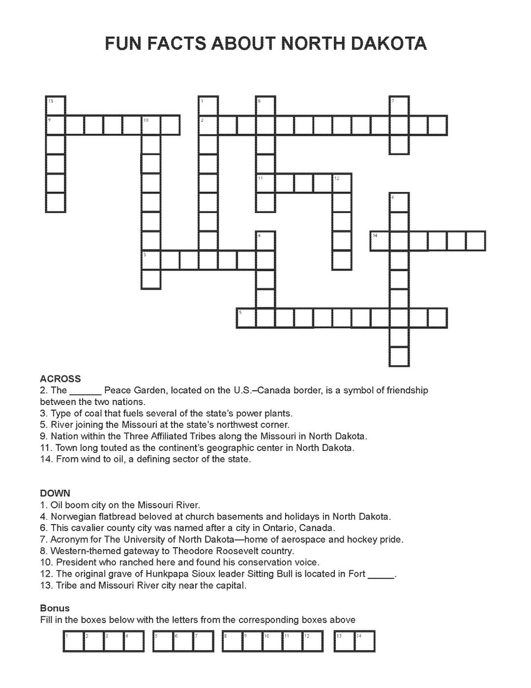 North Dakota Fun Facts Marriage Proposal Crossword Puzzle | Hidden ...