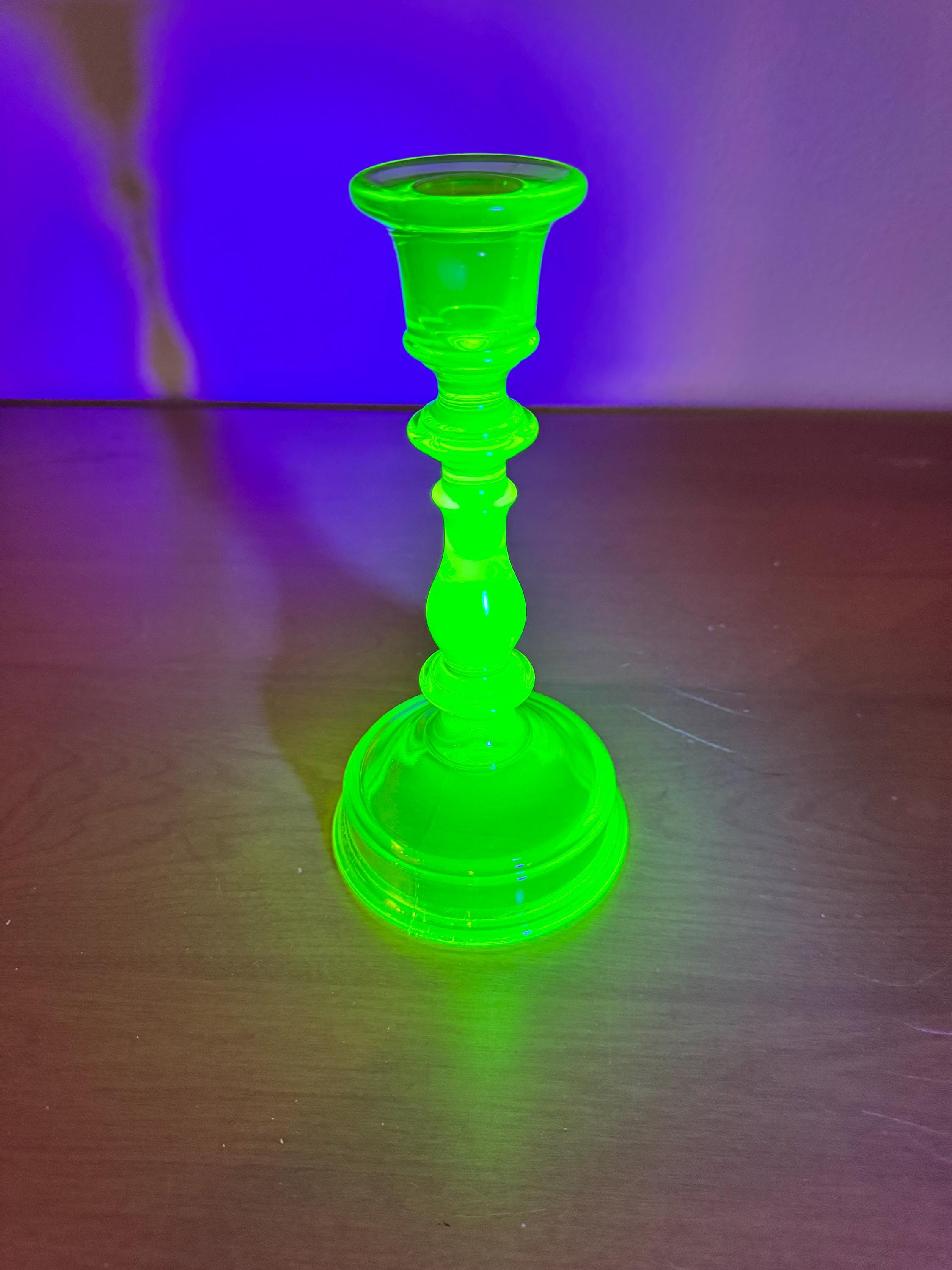 Antique Vaseline Yellow Candle Stick Vintage Tiffin Uranium Depression ...