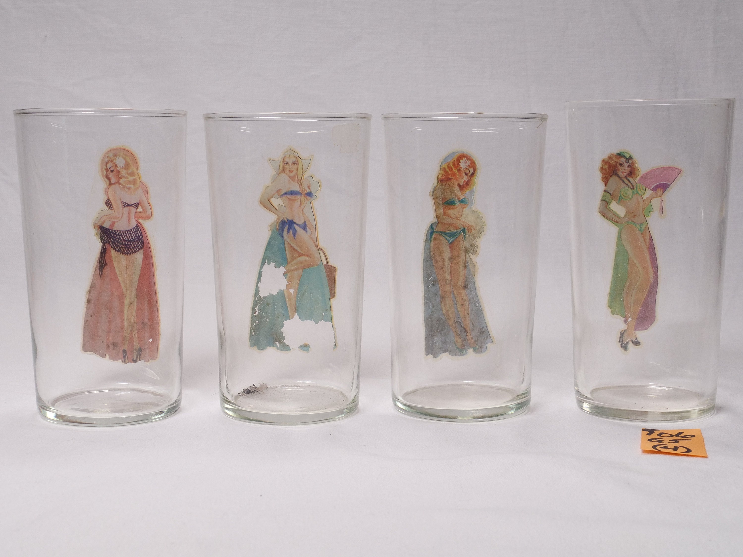 Vintage 1940s Pin up Girls Peek a Boo Drinking Glasses SET OF 4 Peek a ...