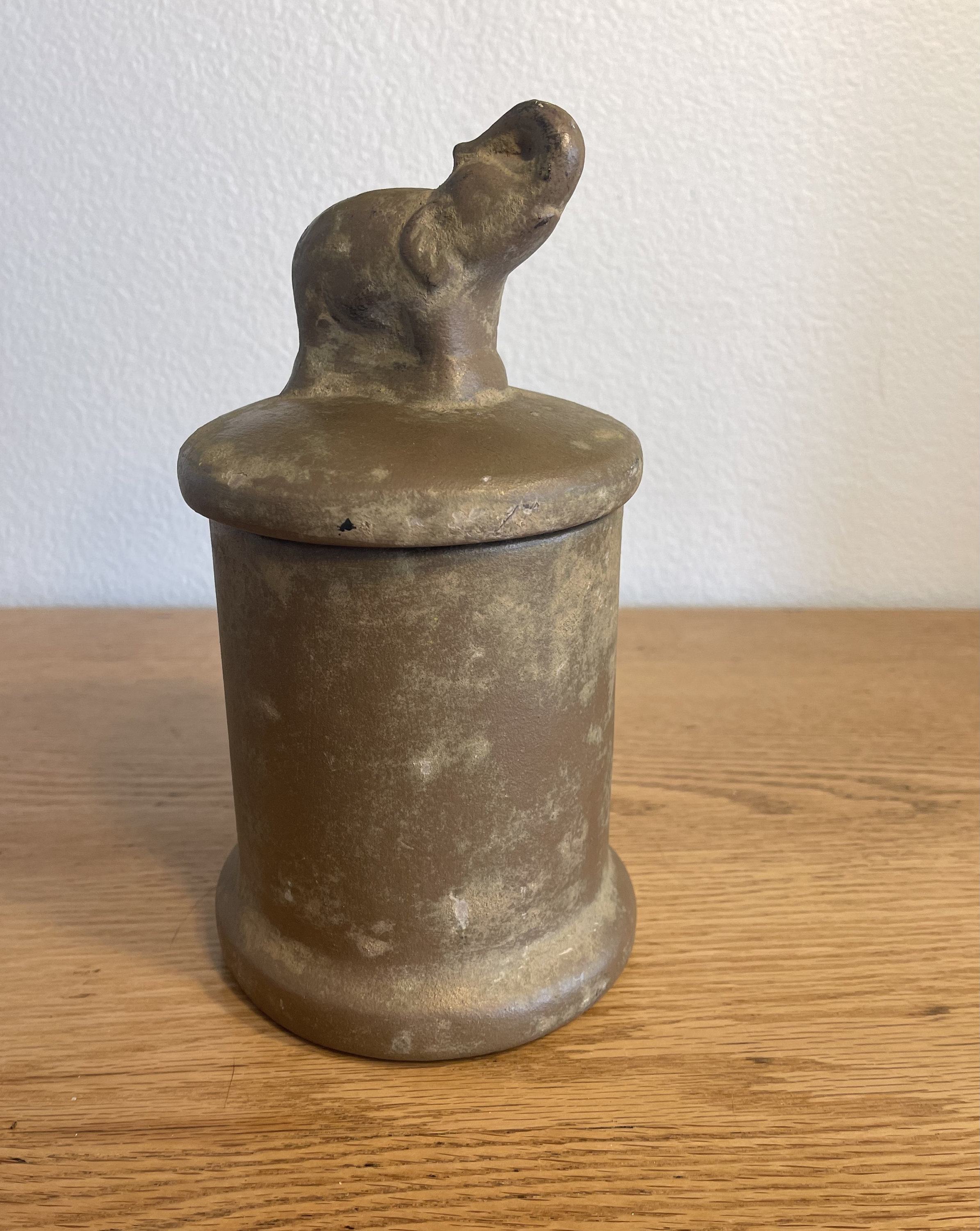 Vintage Plaster / Chalkware Canister With Elephant Handle on Lid in ...