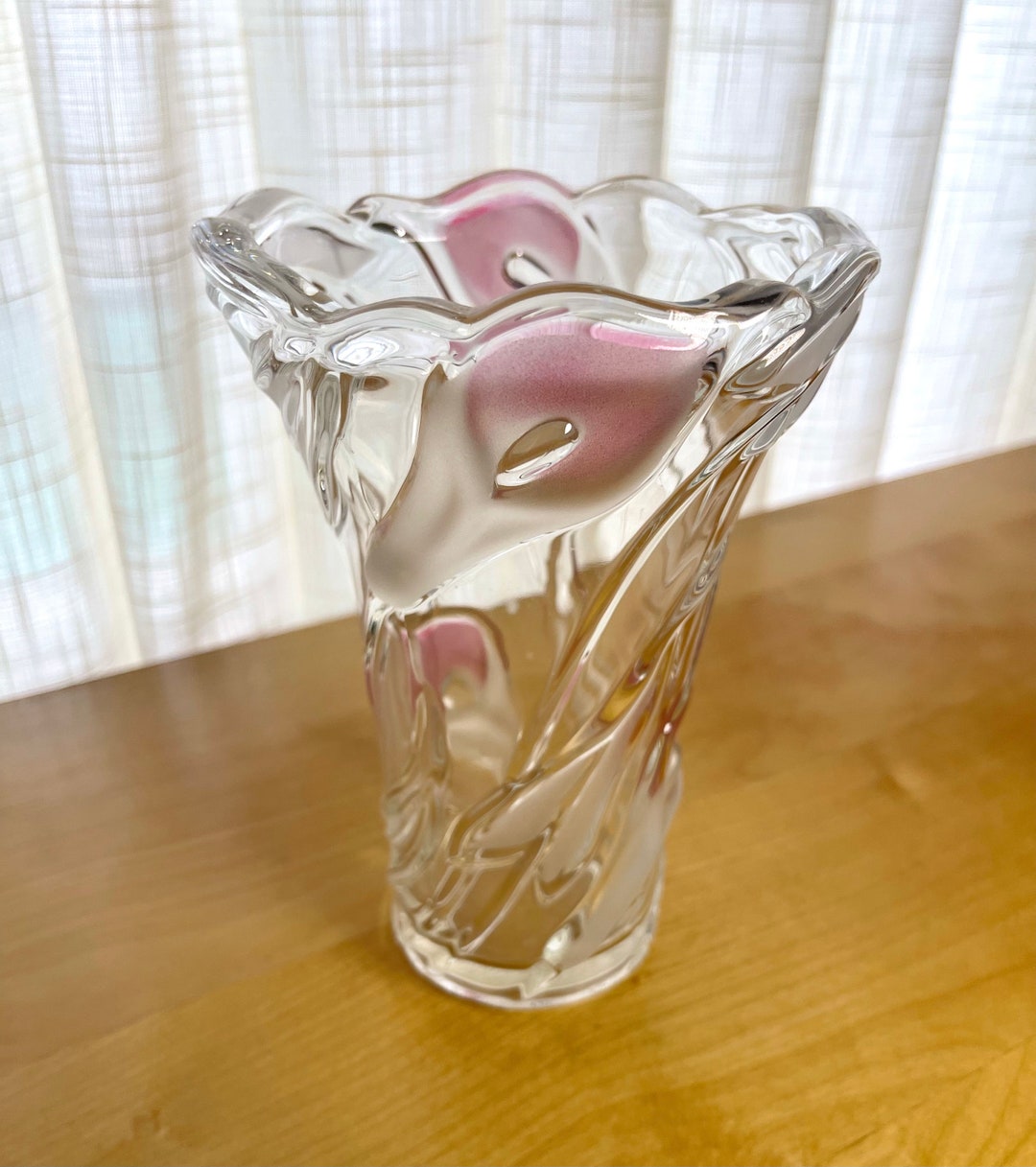 Vintage Mikasa Glass Floral Frosted Soft Pink Lilly Crystal Vase, West ...