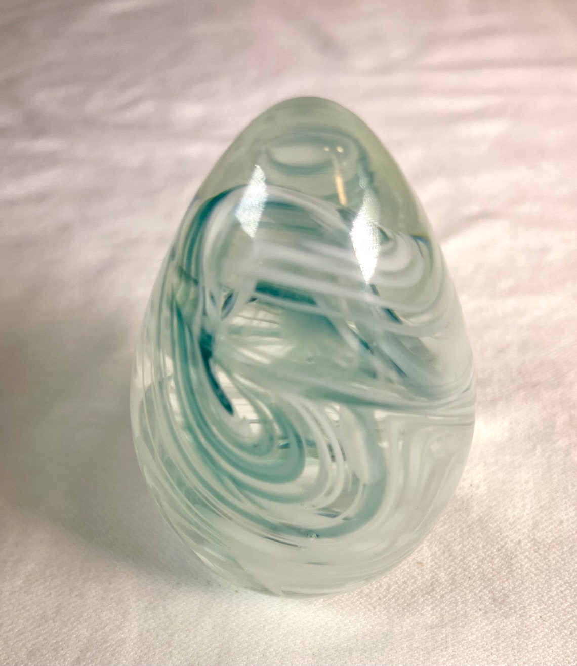 Joe Rice Swirl Paperweight Art Glass Blue White Paperweight - Etsy