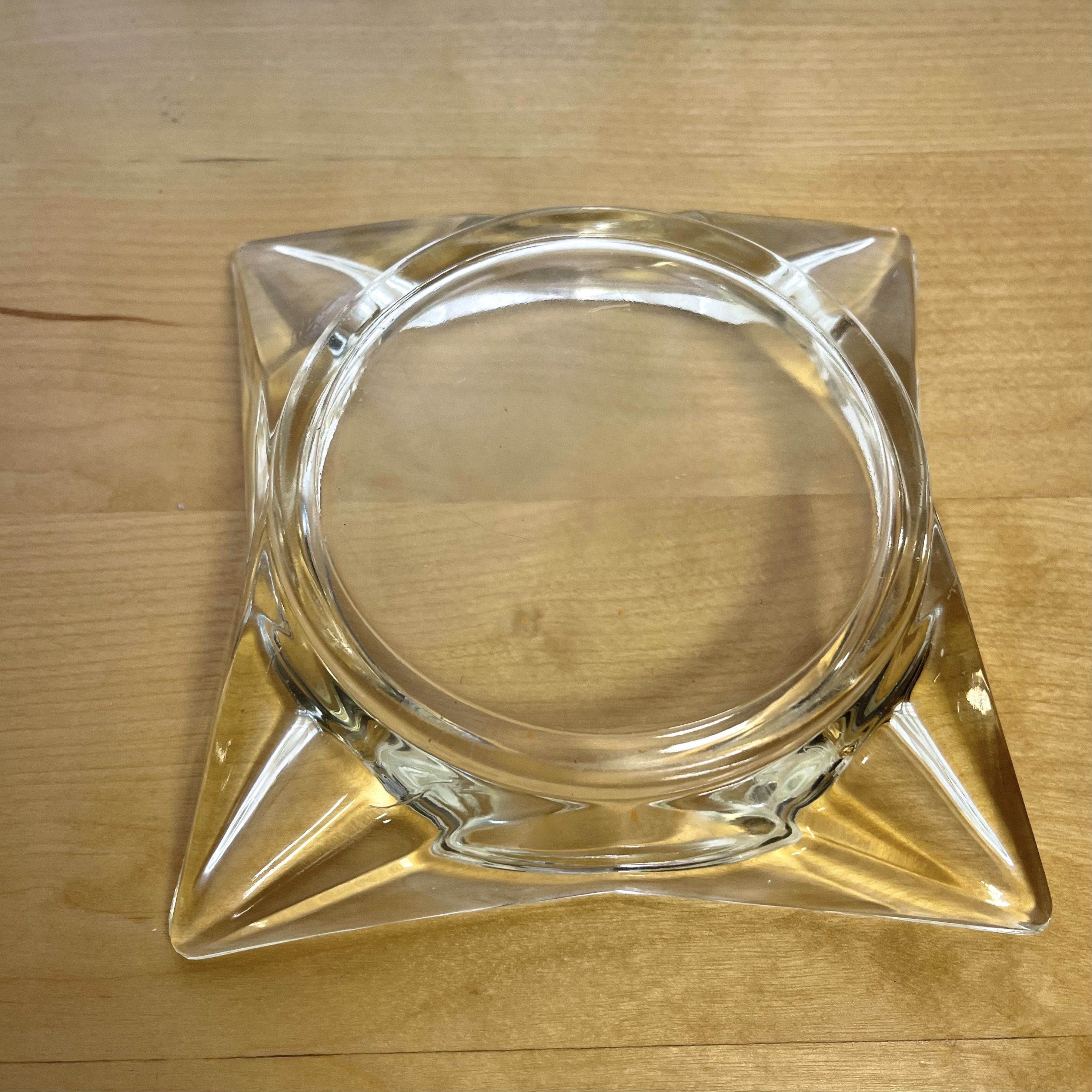Clear Cut Glass Large Atomic Ashtray Heavy 6” Cigarette Cigar Ashtray ...