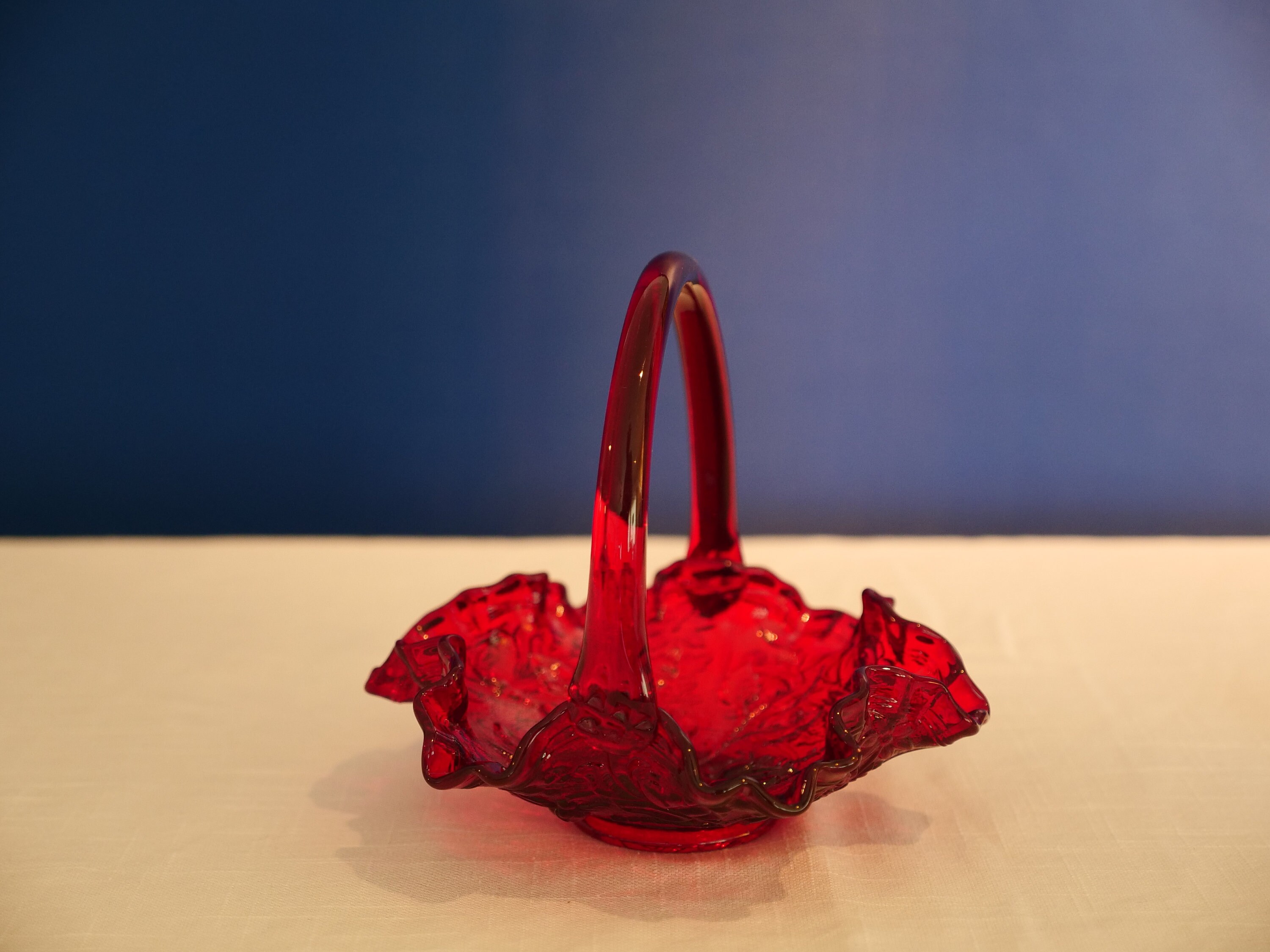 Fenton Glass Ruby Basket 5.5 Inch, Rose Pattern - Etsy