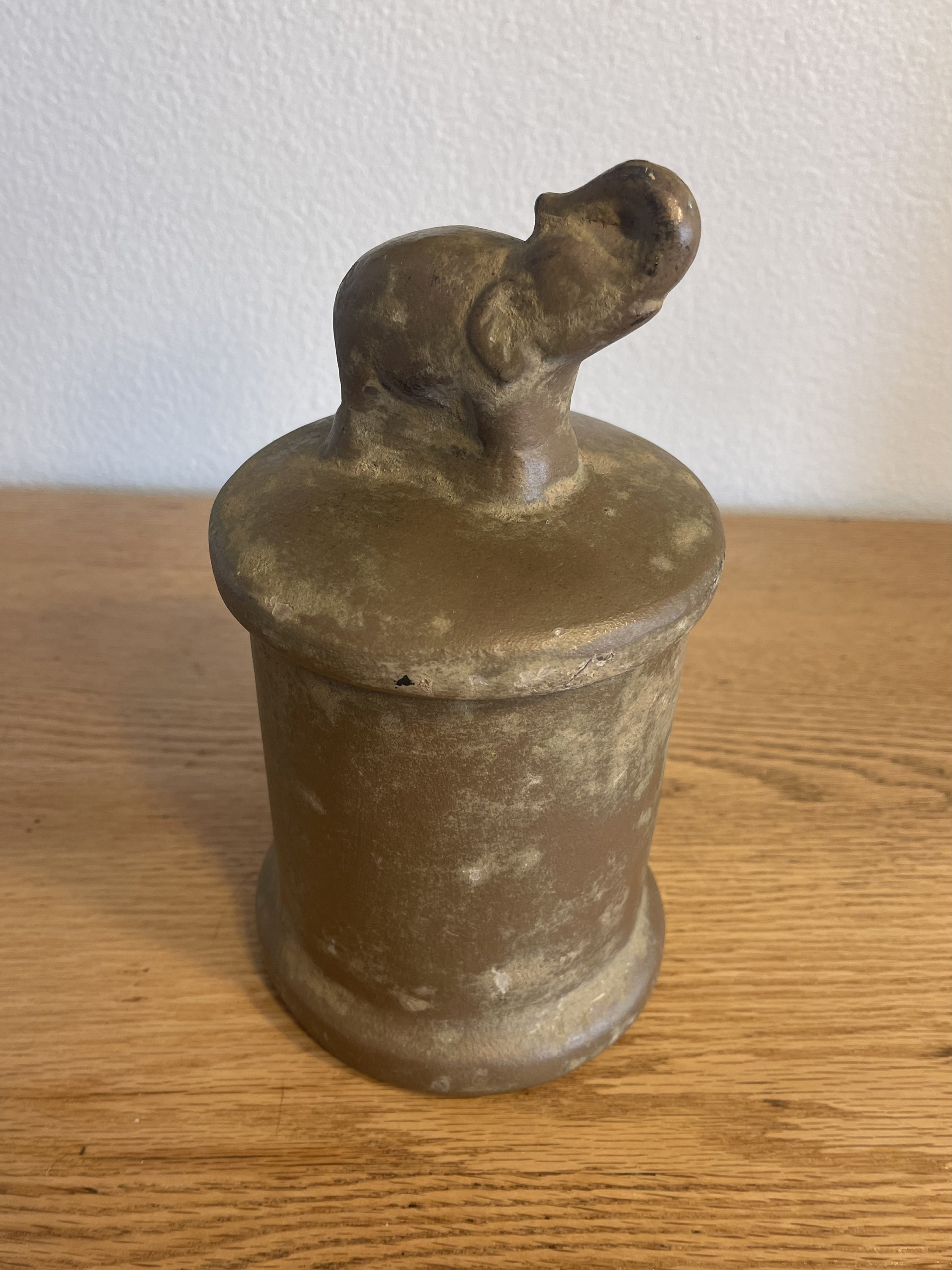 Vintage Plaster / Chalkware Canister With Elephant Handle on Lid in ...