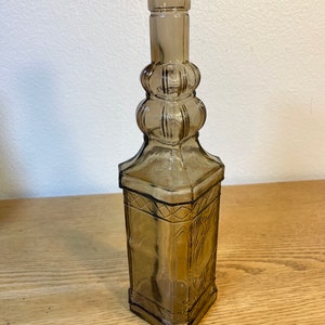 Vintage Brown Glass Bottle, Decanter, Square, 1970's Barware - Etsy