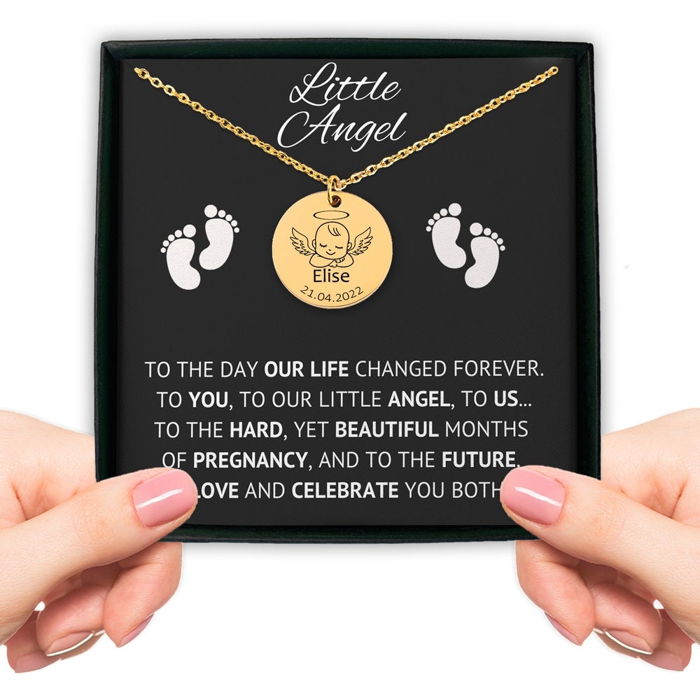 Personalized Baby Angel Baby Shower Firstborn New Parents Jewelry ...