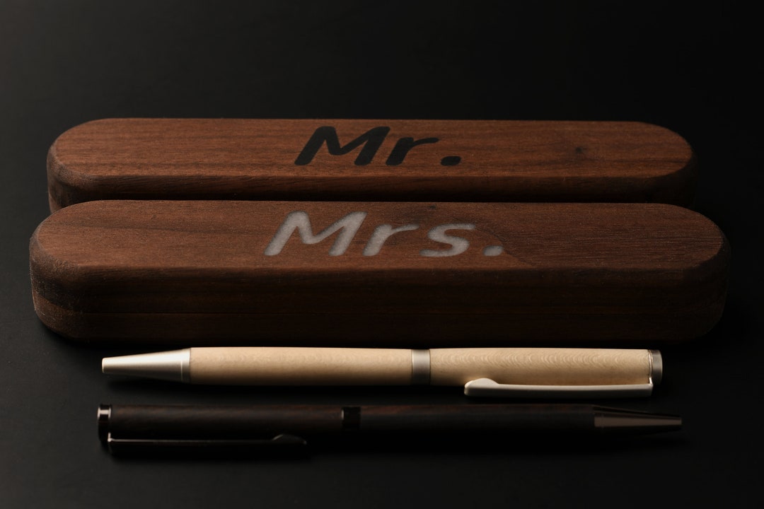 Mr. and Mrs. / His and Hers Matching Pens With Custom Walnut Case Epoxy ...