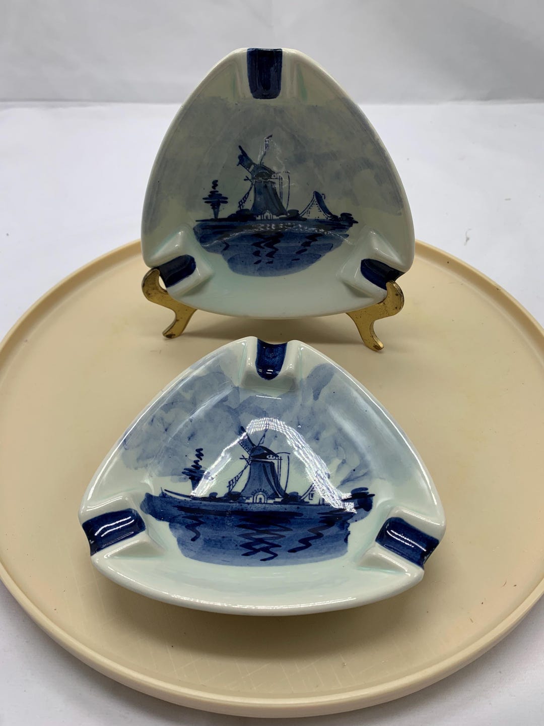 A Pair of Vintage Ashtrays, Delft Blue, Holland. - Etsy