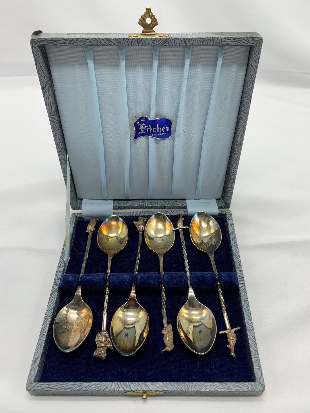 A Set of Silver Plated Spoons With Animals on the End of Each Spoon. - Etsy