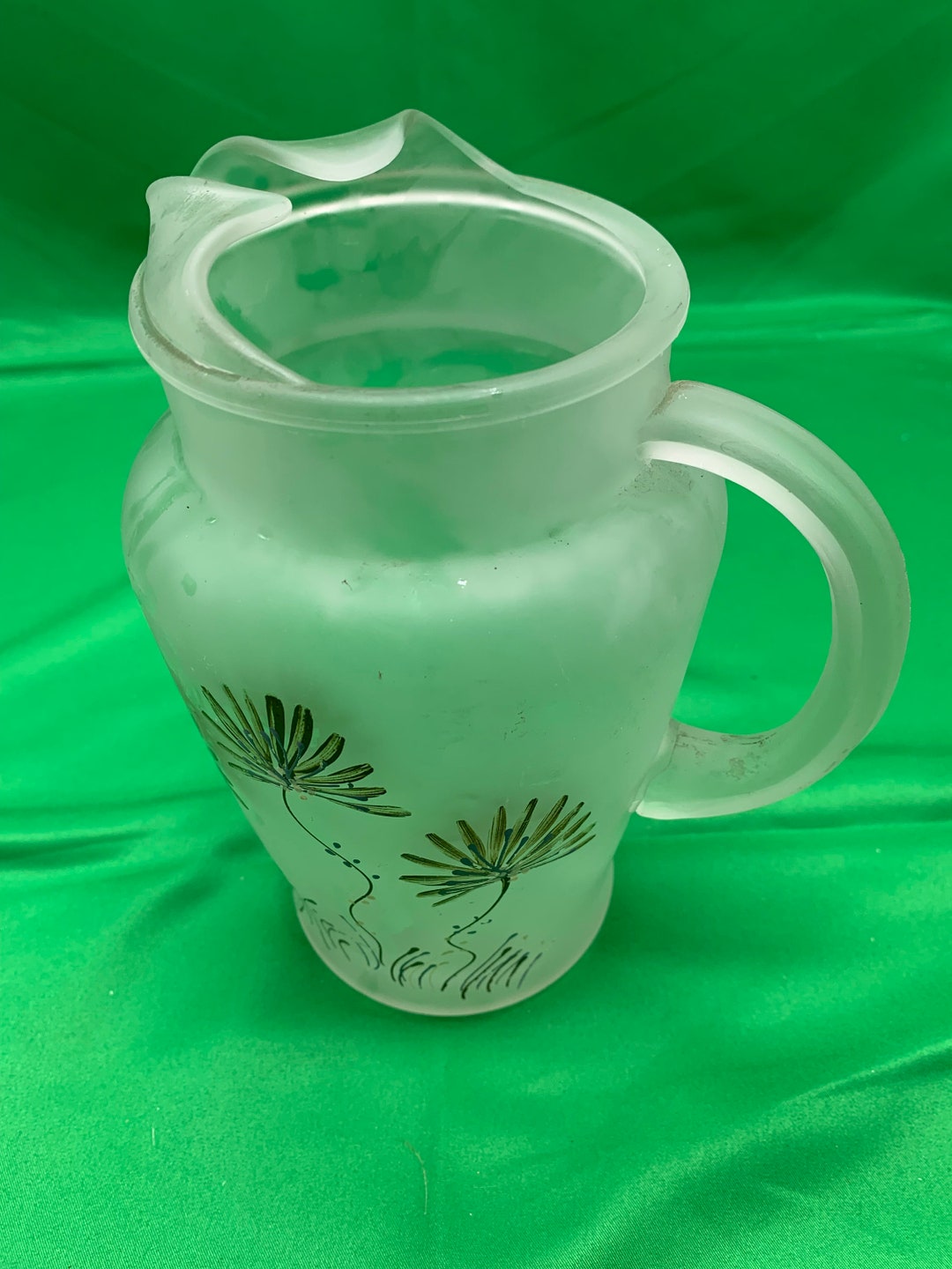 A Hand Painted, Frosted Pitcher. - Etsy