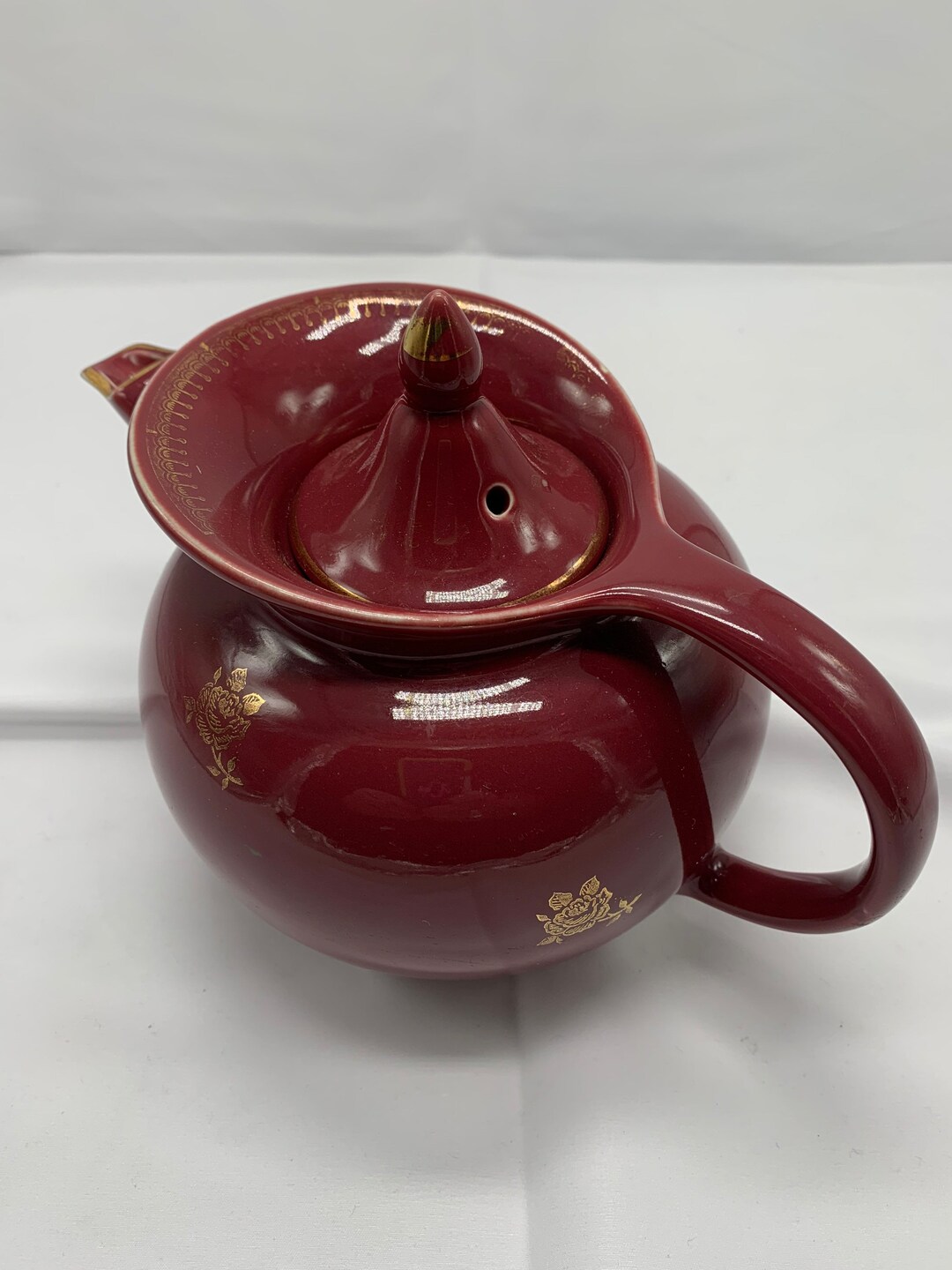 A Vintage, Hall Brand, Teapot in Maroon With Gold Trim. - Etsy