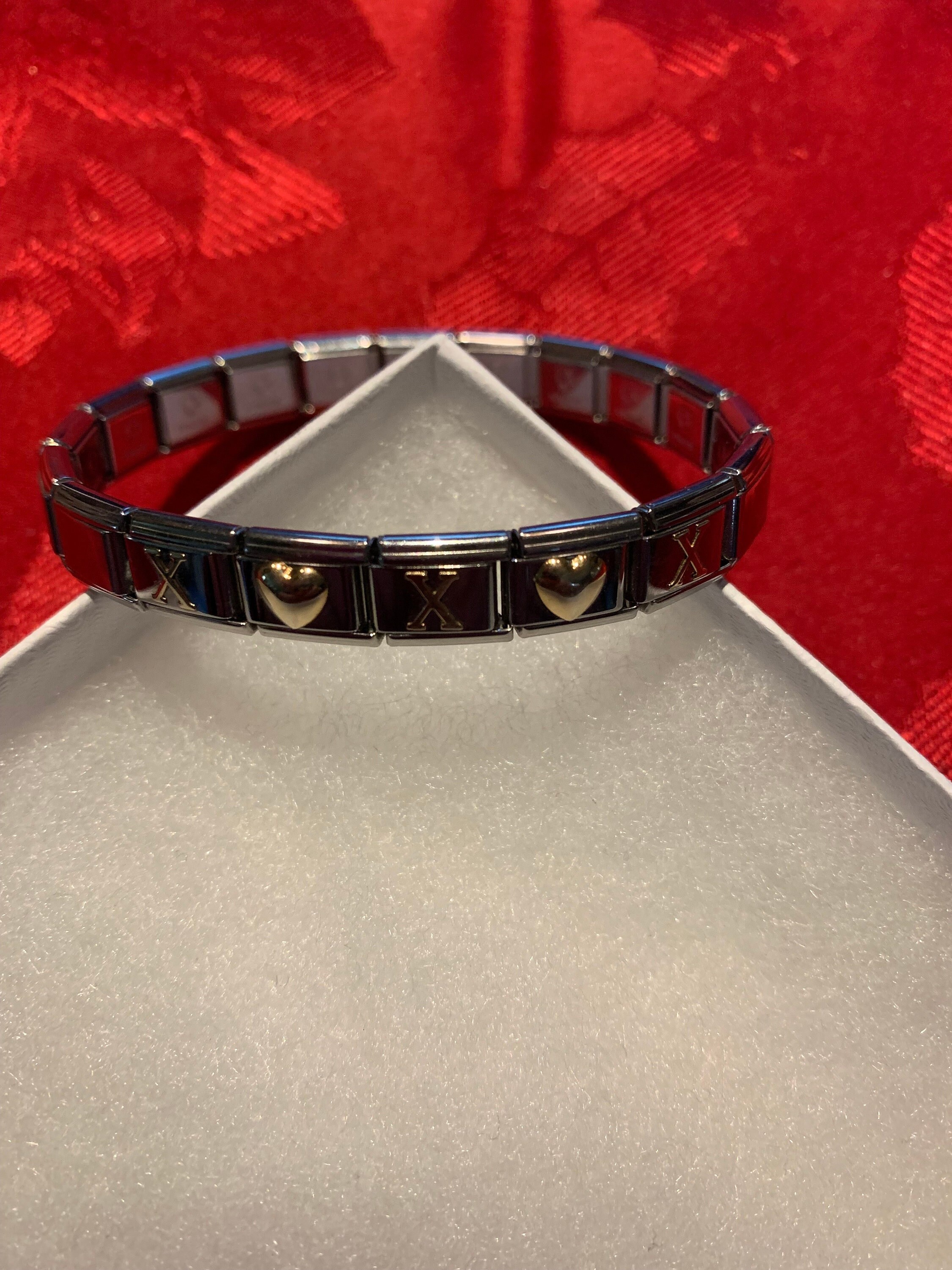 A Stainless Steel and 14k Link Stretch Bracelet. - Etsy