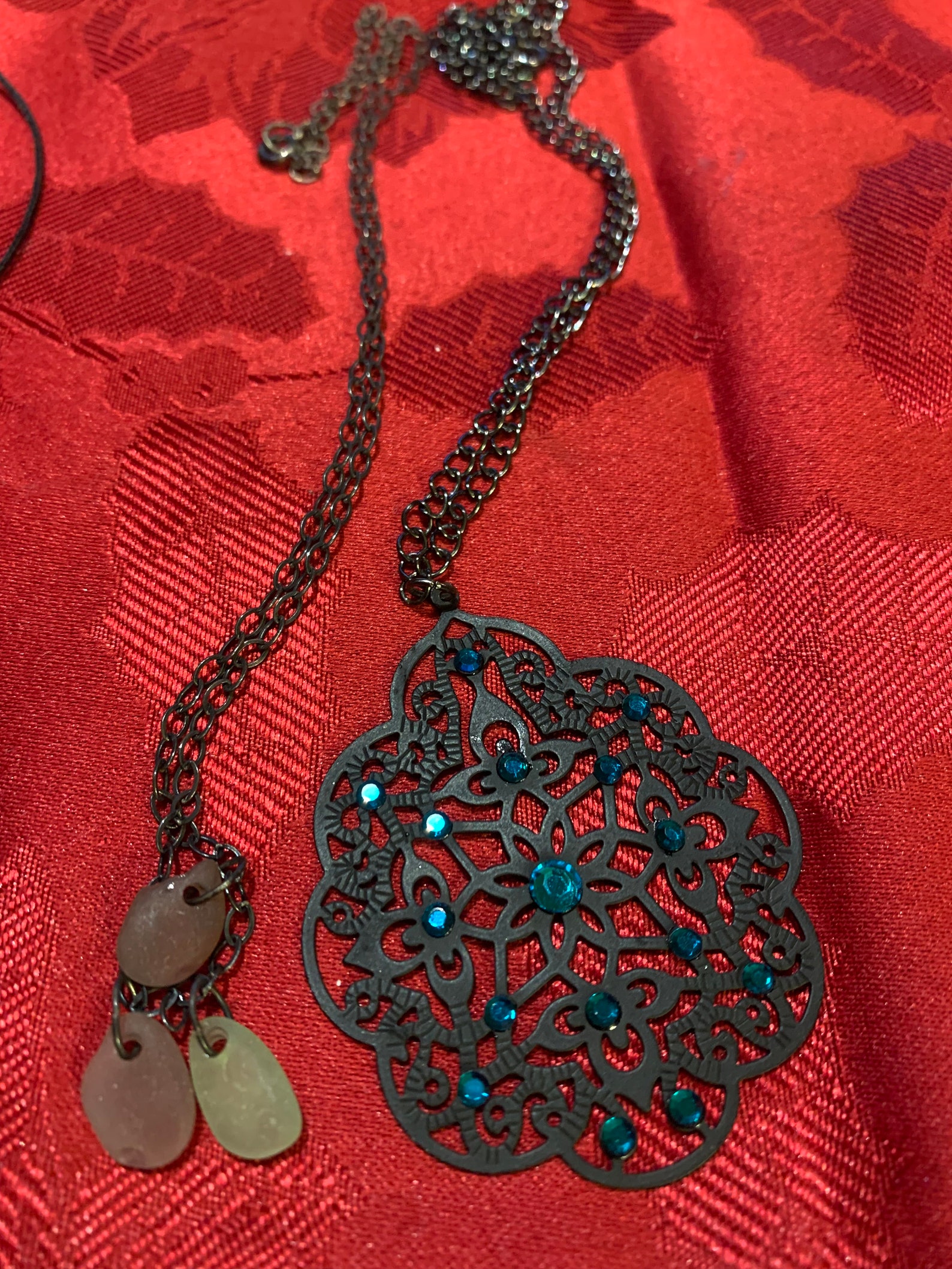 Four Individual Necklaces in Faux Crystals, Sea Glass and Stone. - Etsy