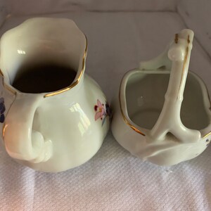 A Set of Lefton Brand Pitcher and Basket, Hand Painted , Made in Japan ...