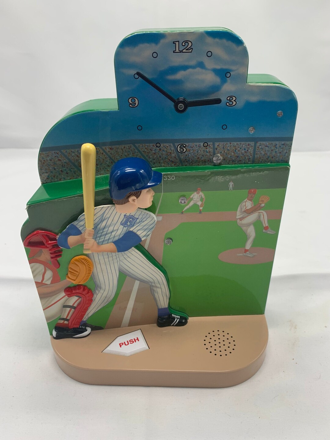 An Animated, Battery Powered Baseball Clock With Home Run Push Button ...