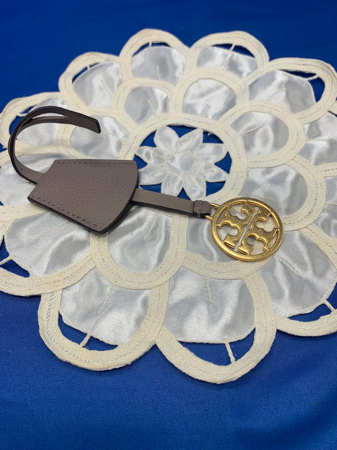 A Leather, Hanging Key Fob in Beige, by Tory Burch. - Etsy