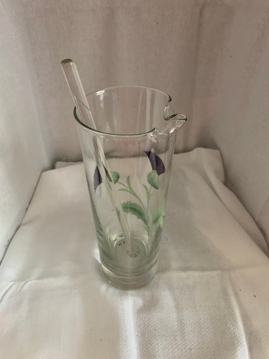 Vintage Glass Martini Pitcher With Glass Stir and Hand - Etsy