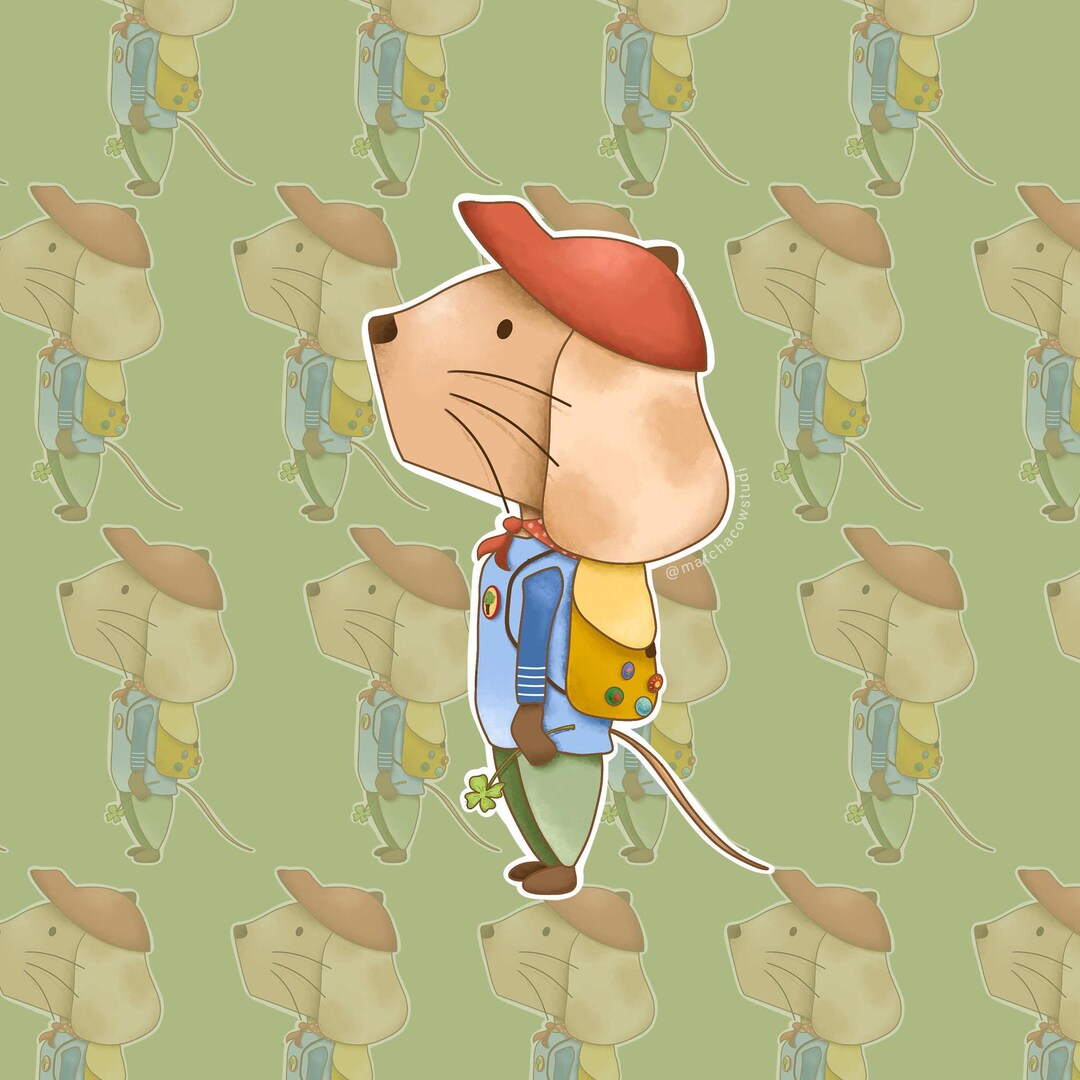 Cute Mouse Boys Scout Mouse With Backpack and Patches Vinyl Waterproof ...