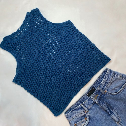 Men's Crochet PDF Pattern Checkered Mesh Tank Top - Etsy UK